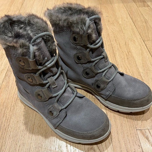 Sorel | Shoes | Sorel Womens Gray Boot With Rabbit Fur Trim | Poshmark
